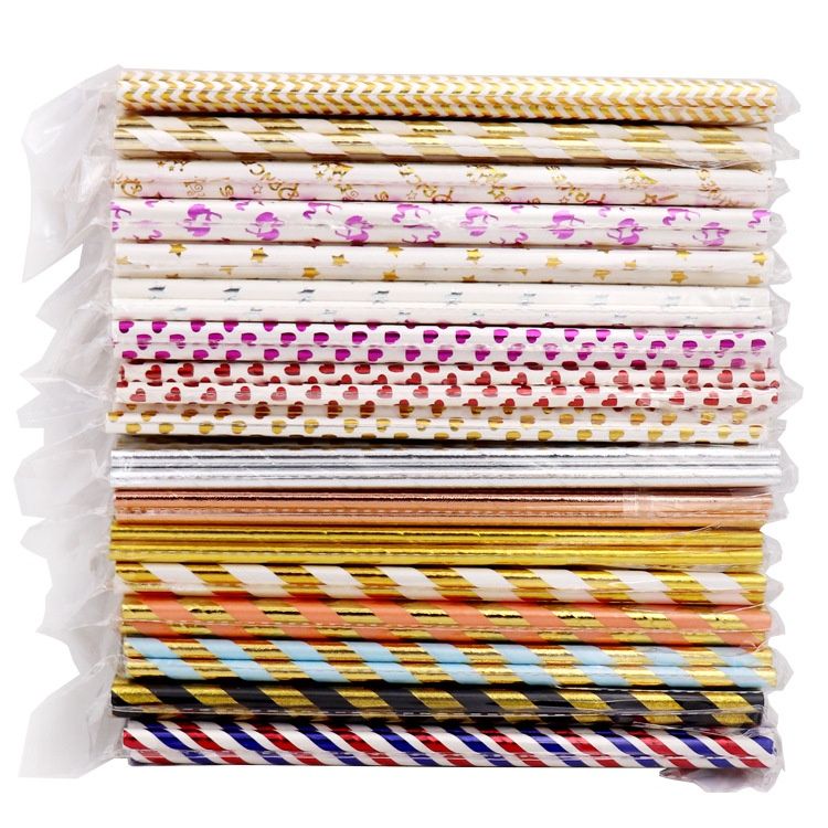 Wedding Decoration Biodegradable Assorted Pink And Gold Striped Multi ...